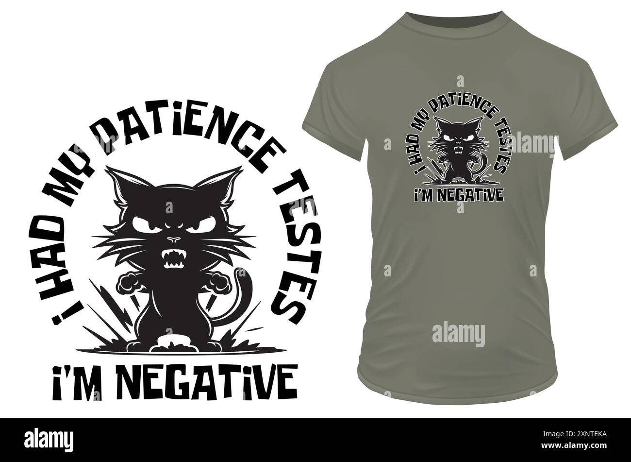 Silhouette of an angry cat with a funny quote I had my patience tested ...