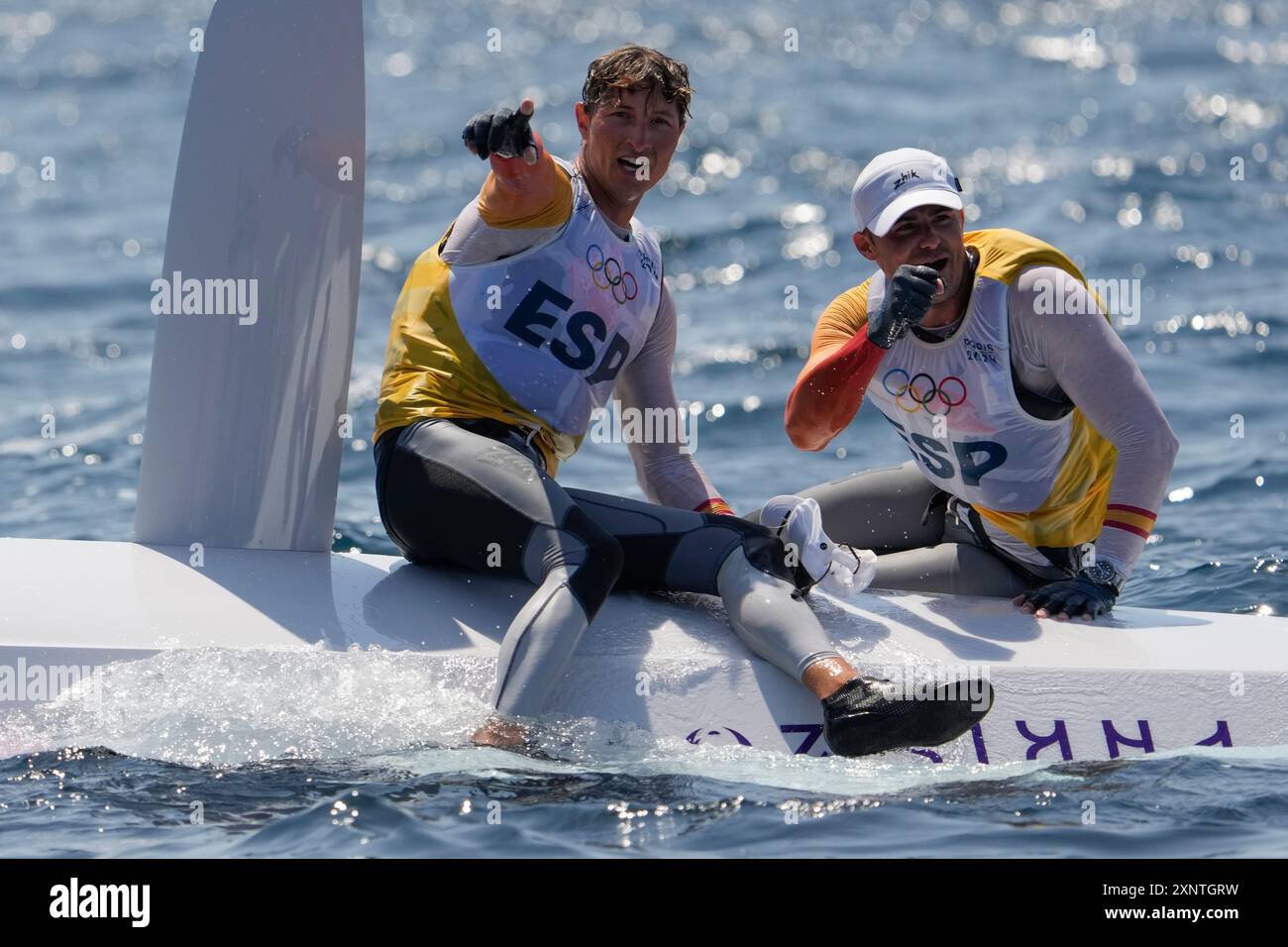 Florian Trittel Paul and Diego Botin Le Chever of Spain celebrate clinching the gold medal in ...