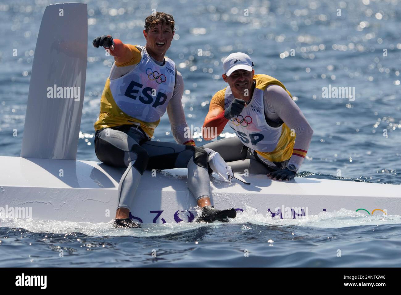 Florian Trittel Paul and Diego Botin Le Chever of Spain celebrate clinching the gold medal in ...