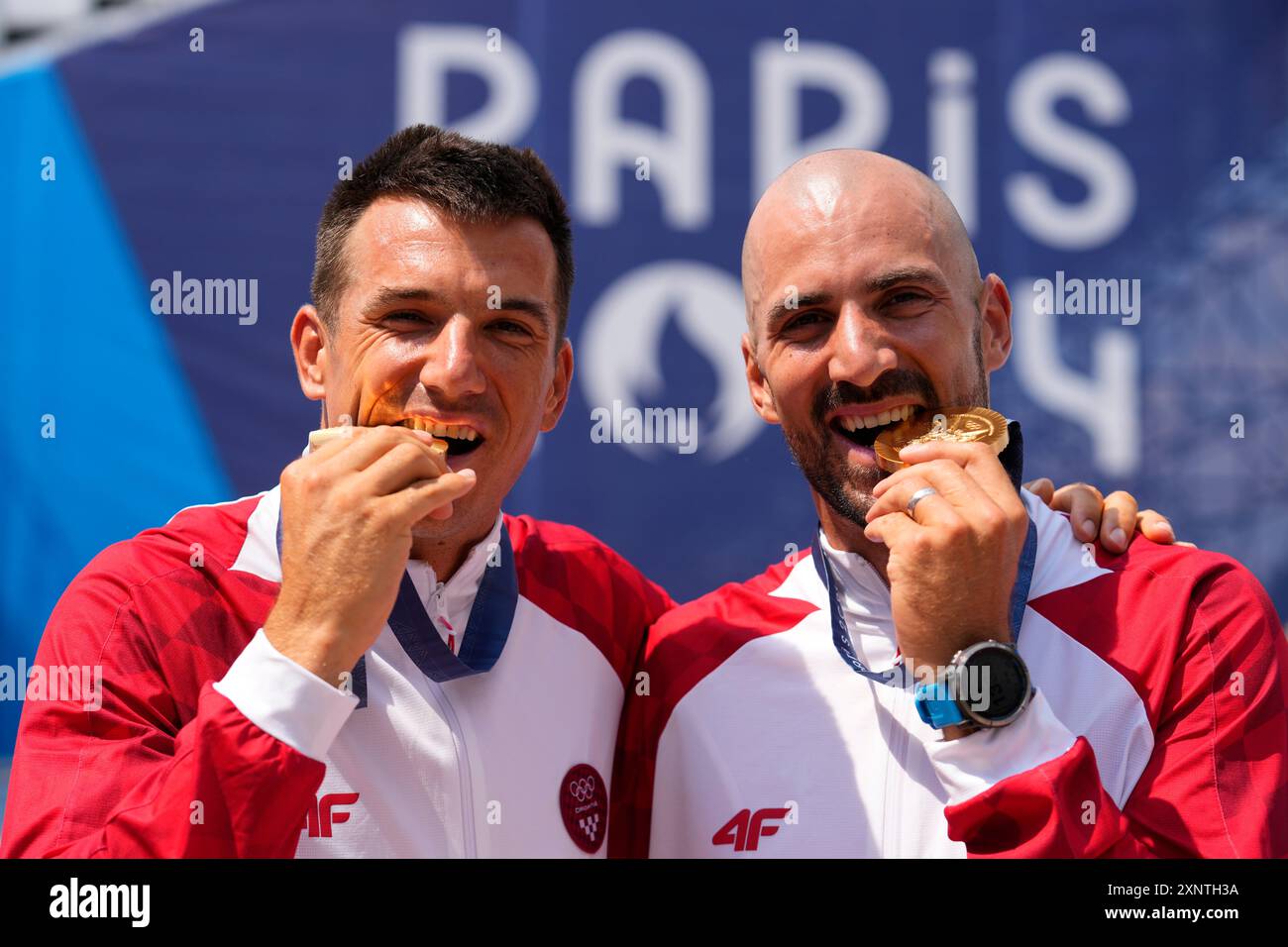 Croatia's Valent Sinkovic and Martin Sinkovic pose for photos with ...