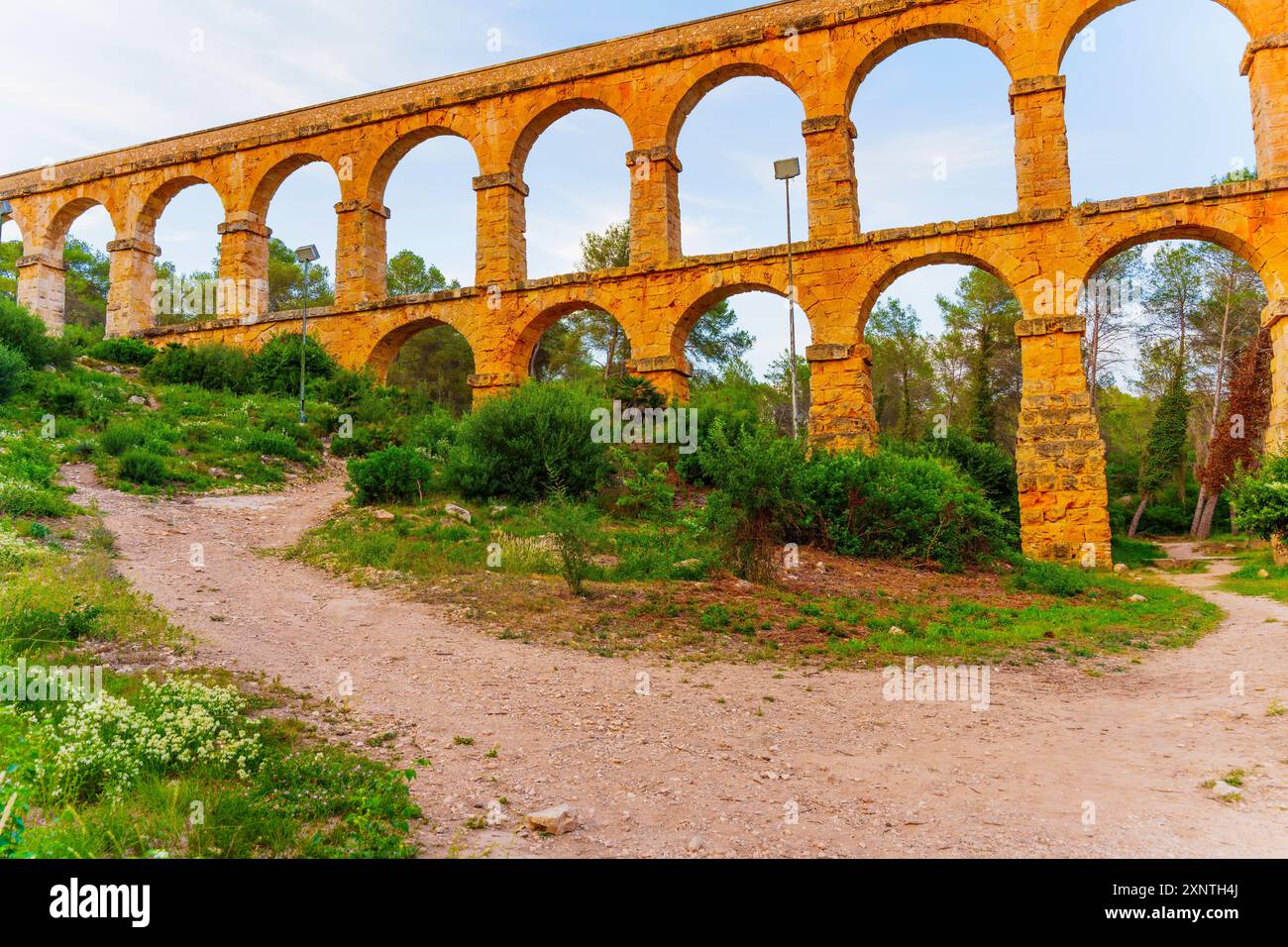 Pathway leading towards the iconic Roman aqueduct known as Devil's ...