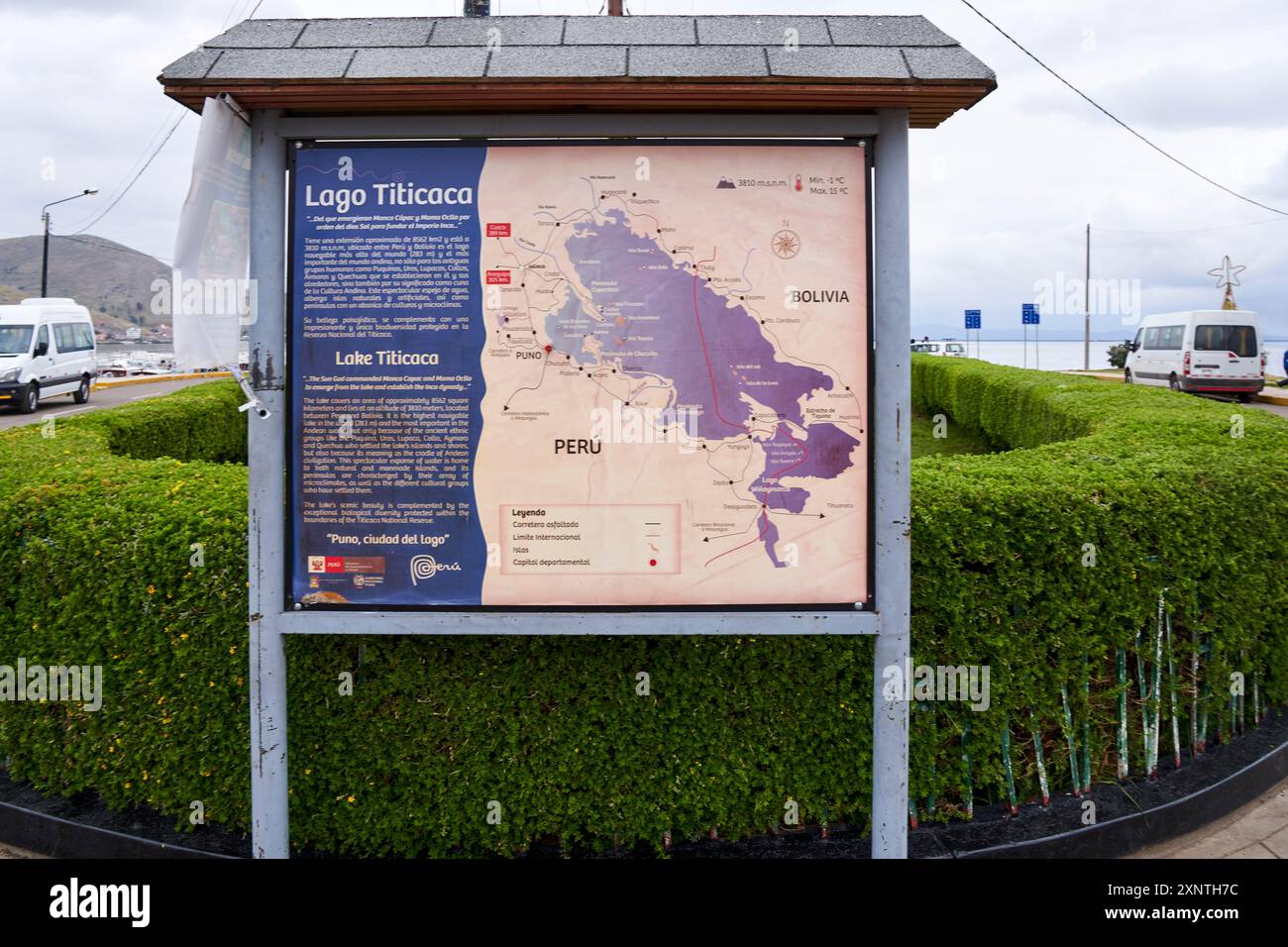 An information board displaying the map and information of Lake ...