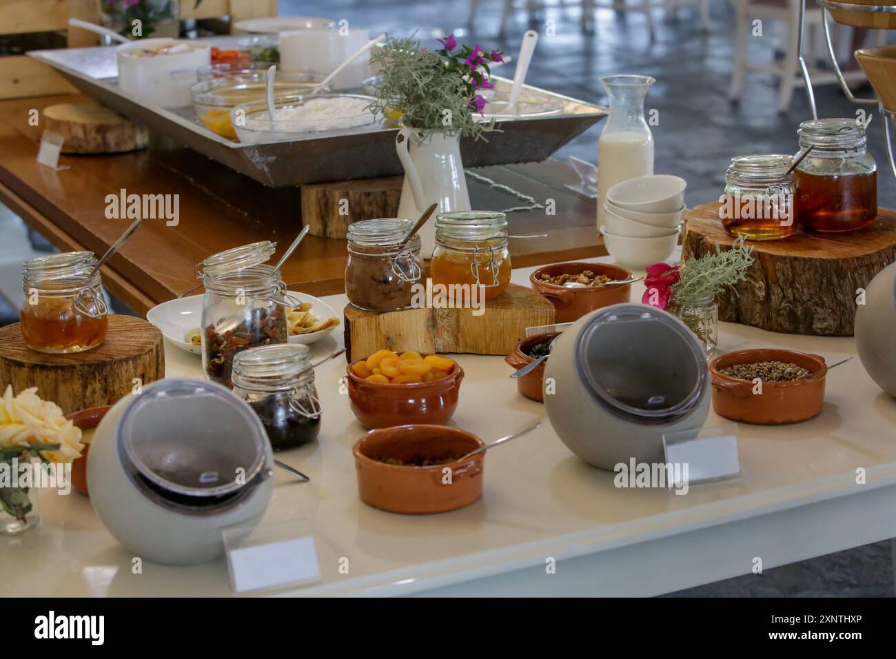 Various food served on a buffet line Stock Photo - Alamy