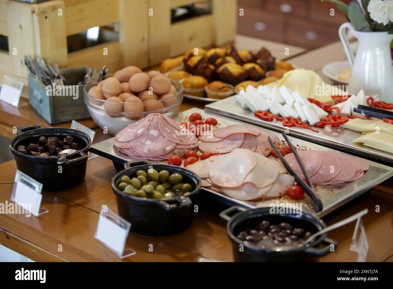 Various food served on a buffet line Stock Photo - Alamy