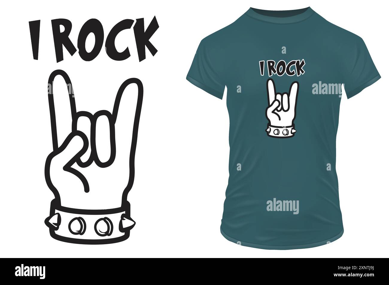 Silhouette of a rock hand gesture with a quote I rock. Vector ...