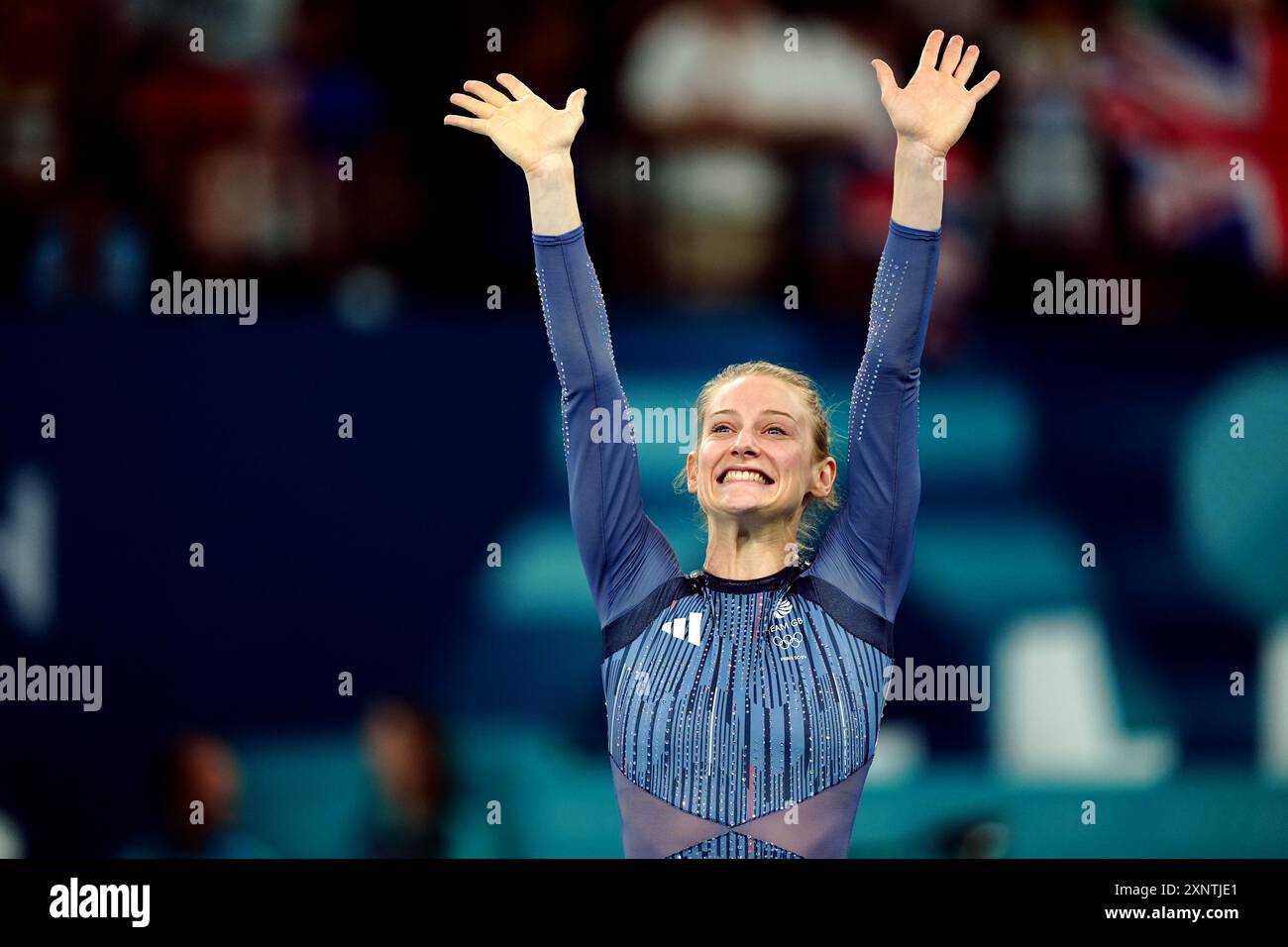 Great Britain's Bryony Page celebrates winning a gold medal following ...