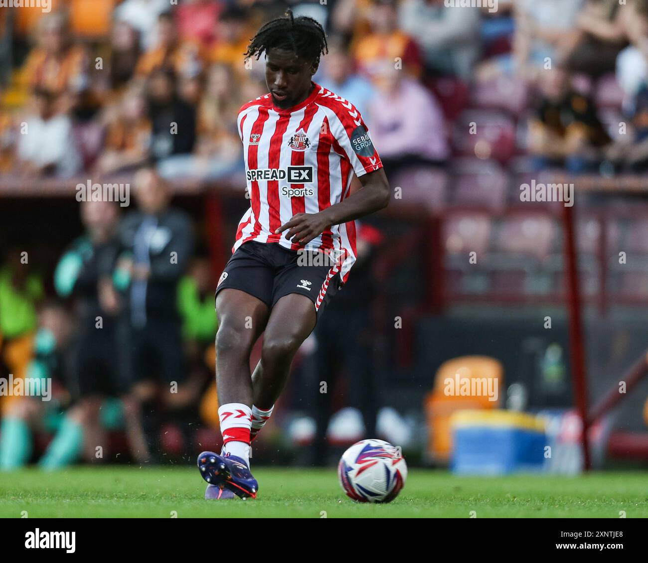 Bradford, UK, 30th July 2024. Sunderland's Timothee Pembele, During ...