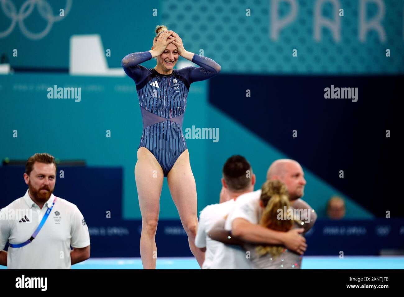 Great Britain's Bryony Page celebrates winning a gold medal following ...