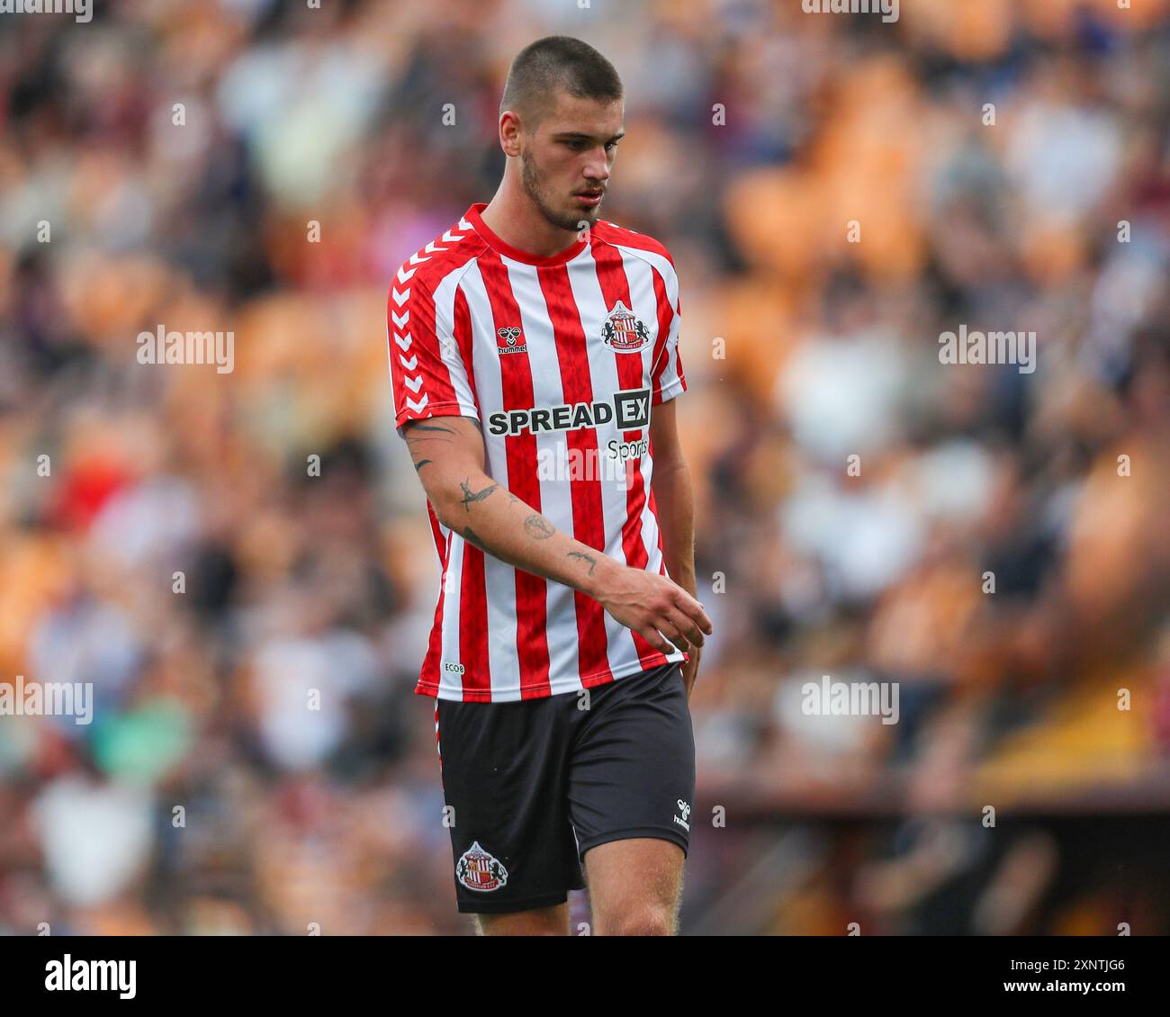 Bradford, UK, 30th July 2024. Sunderland's Zak Johnson, During Bradford ...