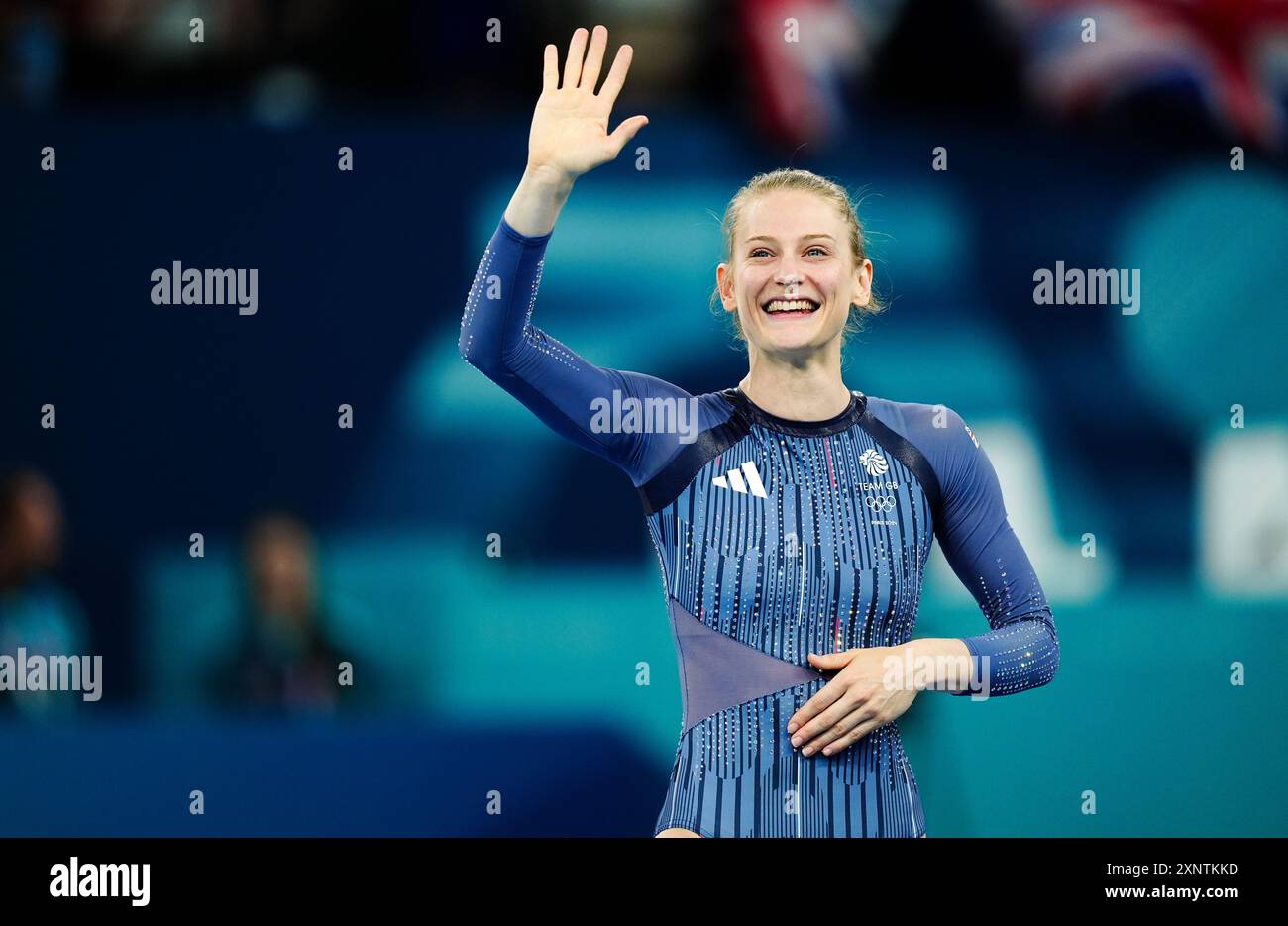 Great Britain's Bryony Page celebrates winning a gold medal following ...