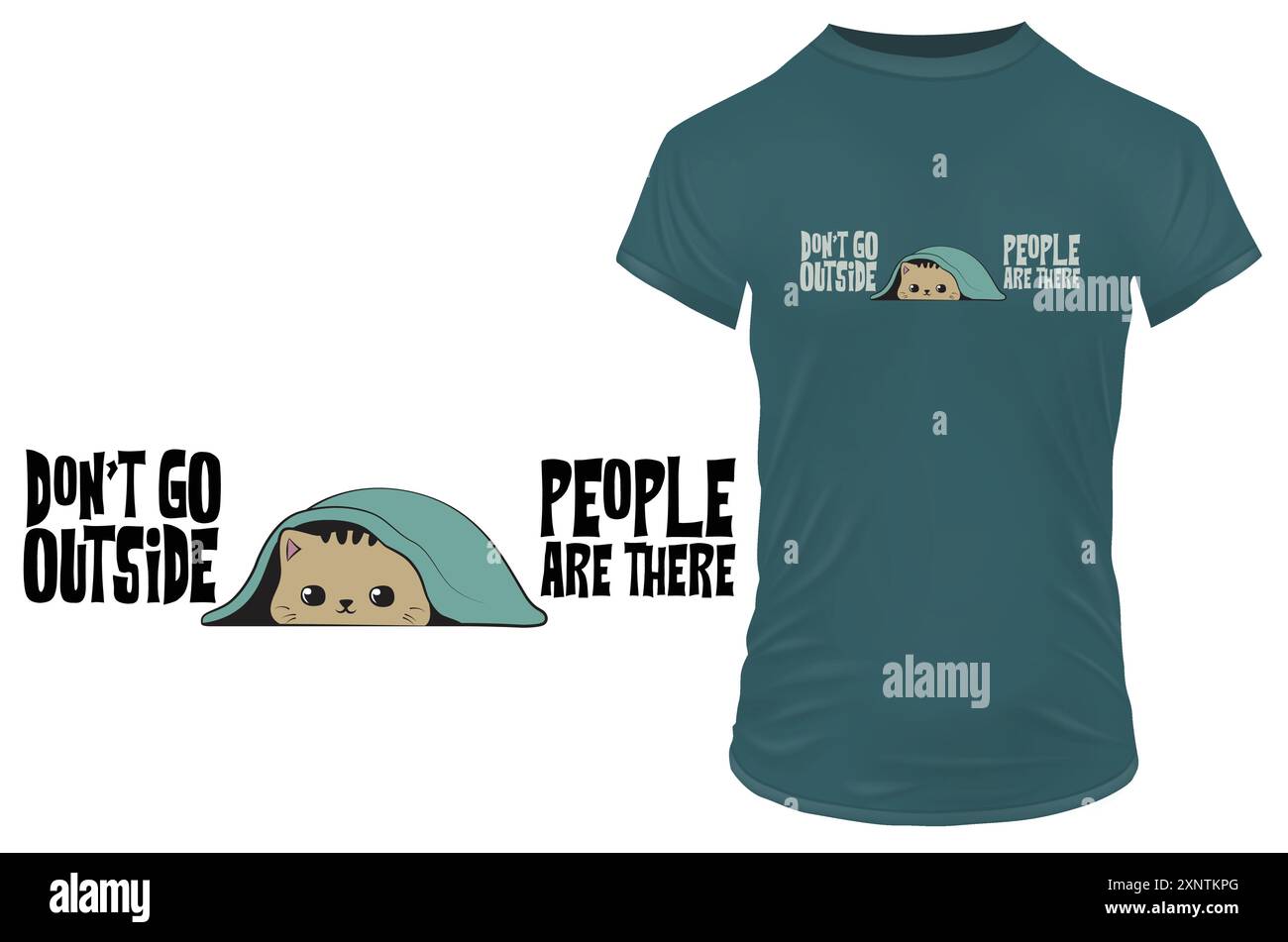 Cute kitten hiding from people under a blanket sheet with a funny quote ...