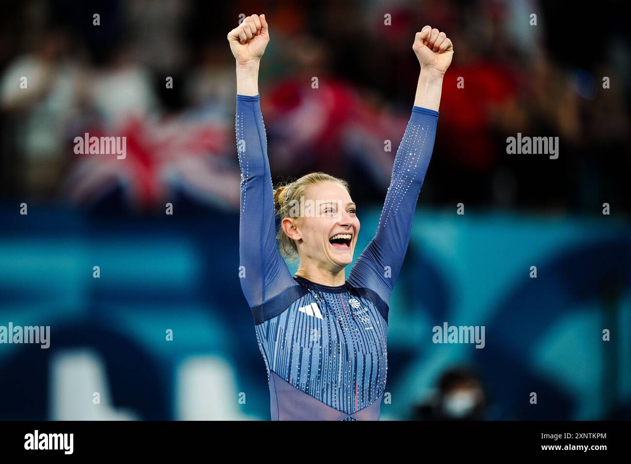 Great Britain's Bryony Page celebrates winning a gold medal following ...