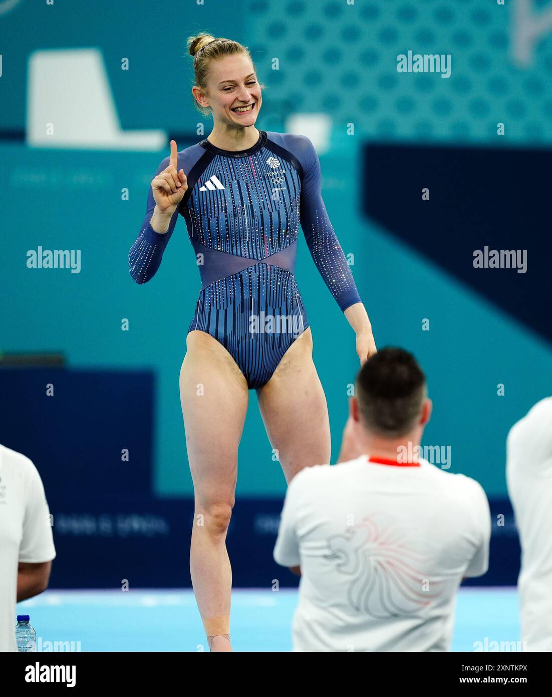 Great Britain's Bryony Page celebrates winning a gold medal following ...