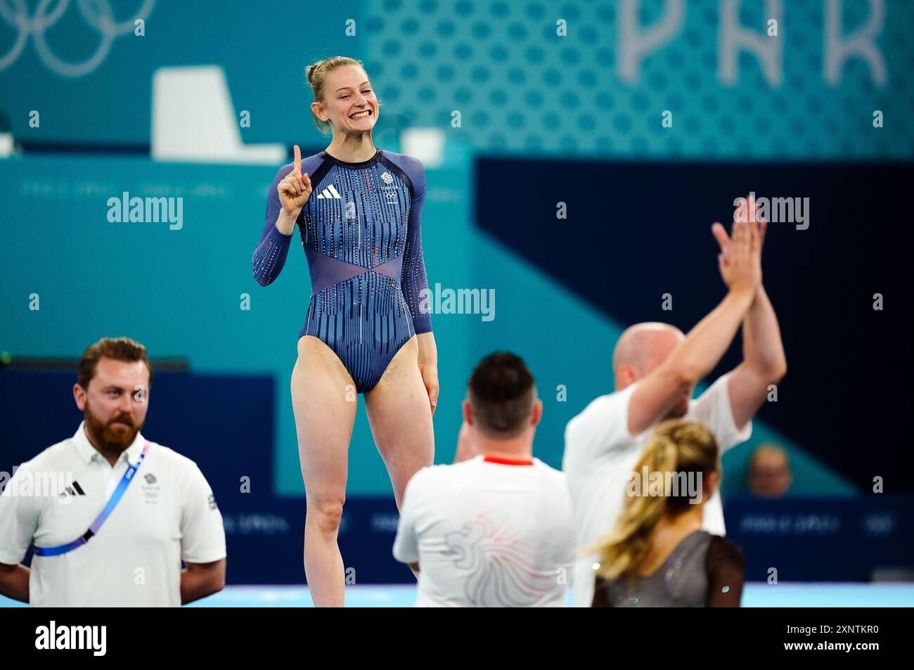 Great Britain's Bryony Page celebrates winning a gold medal following ...