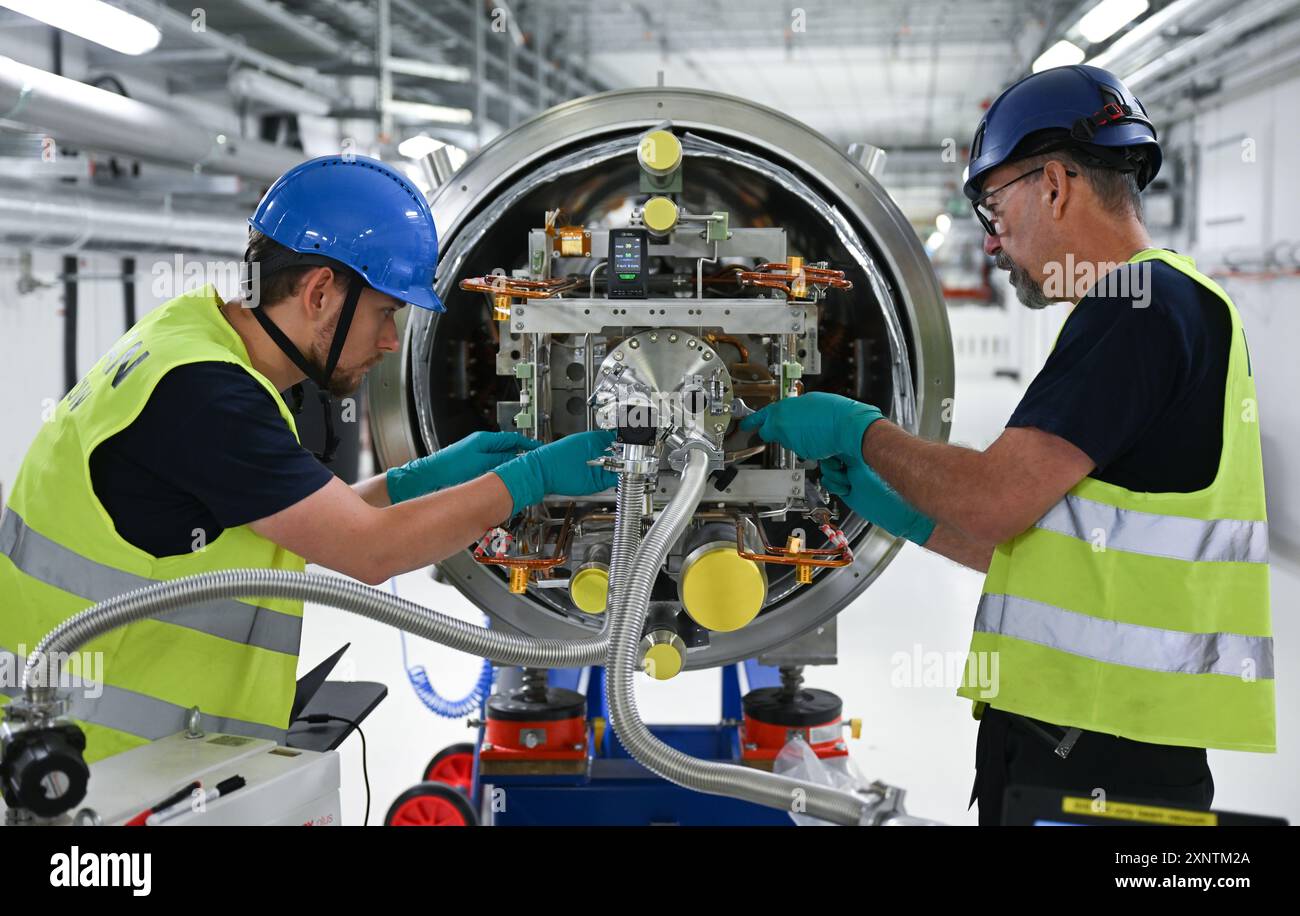 02 August 2024, Hesse, Darmstadt: Two technicians from Krakow (Poland ...