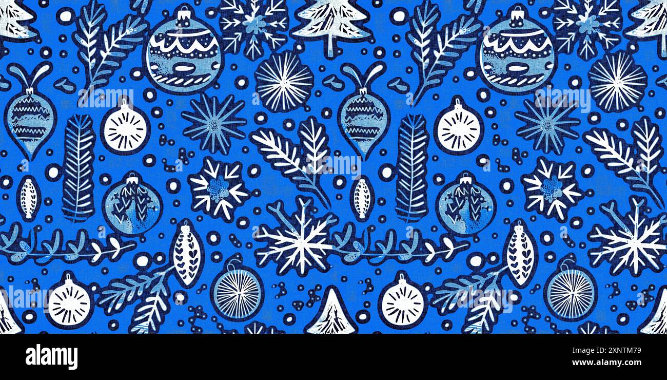 Blue rustic Christmas patterned seamless border background for frosty ...