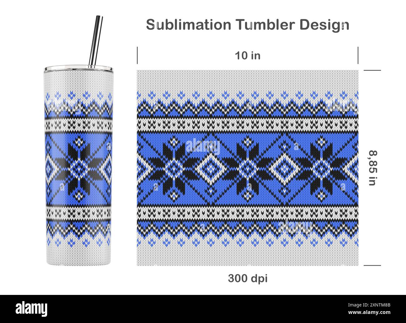 Knitted Christmas pattern. Seamless sublimation template for 20 oz ...