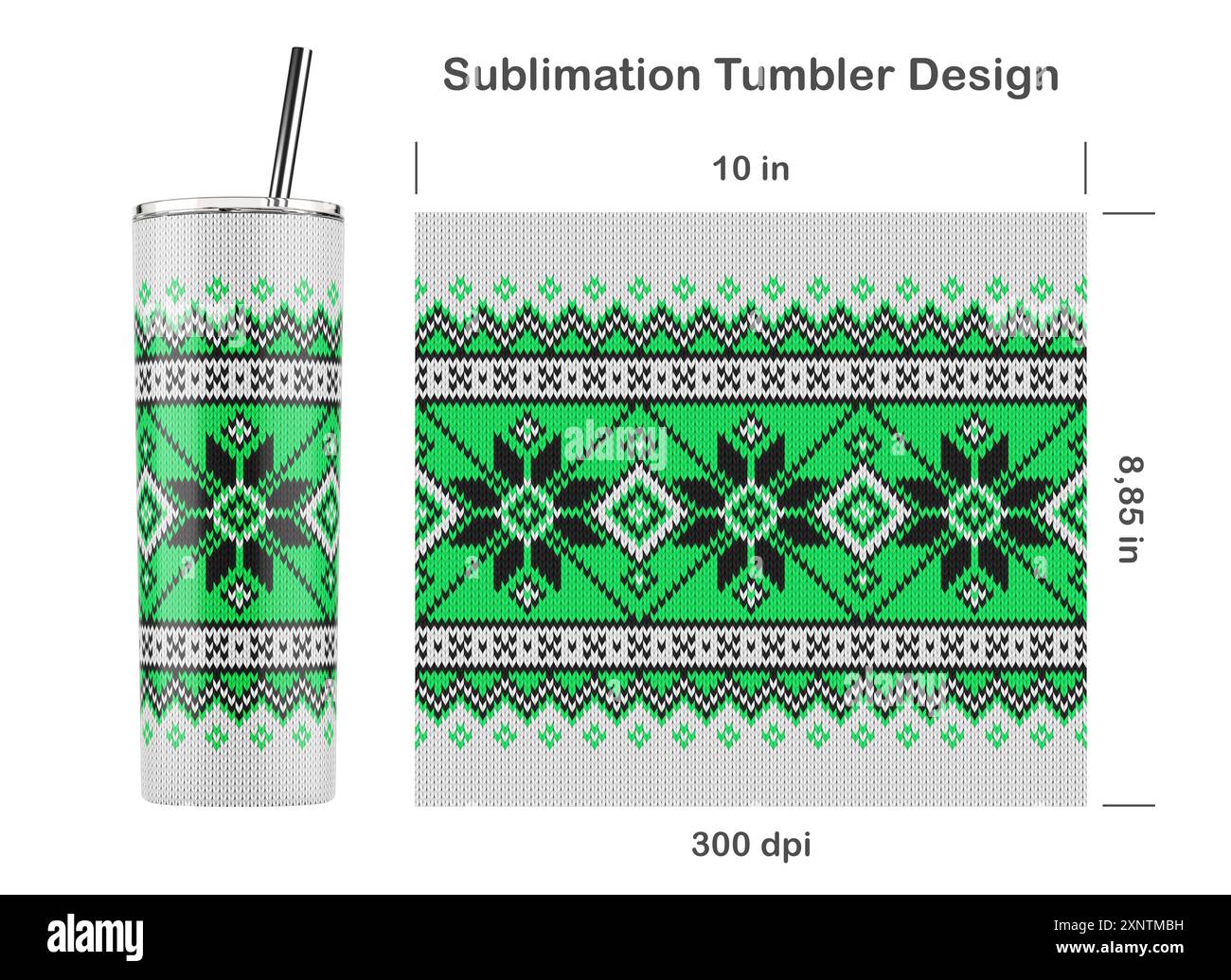 Knitted Christmas pattern. Seamless sublimation template for 20 oz ...