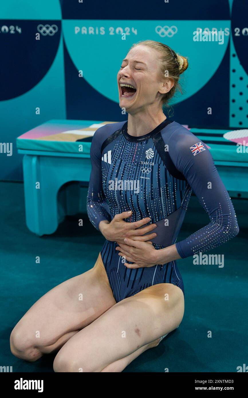 Bryony Page of Britain reacts after winning gold during the women's ...