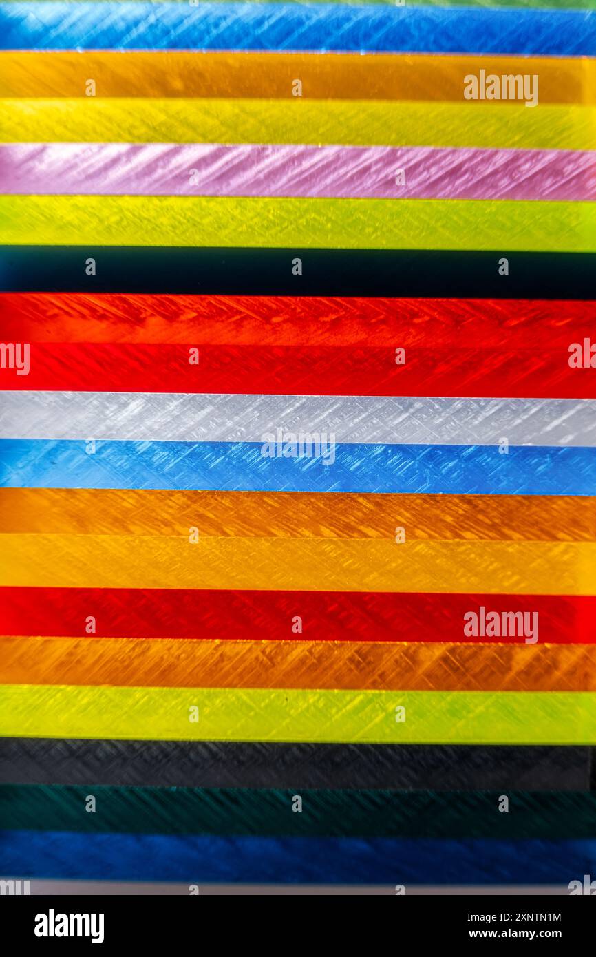 Stack of Coloured Cast Acrylic Sheet, close up view Stock Photo - Alamy