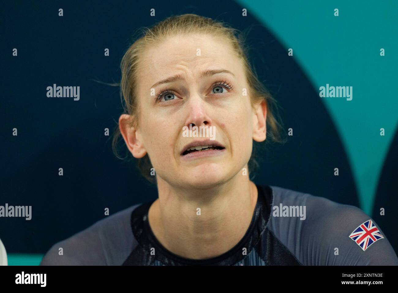Bryony Page of Britain waits for her scores during the women's ...
