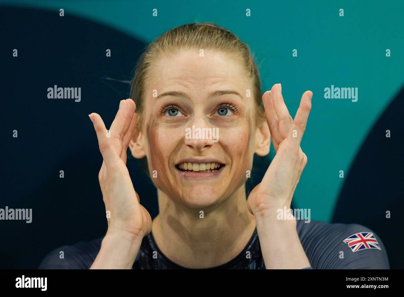 Bryony Page of Britain waits for her scores during the women's ...