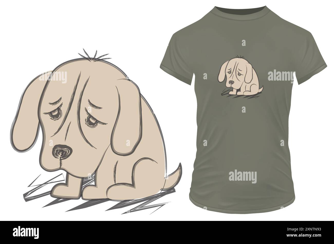 Cute sad dog. Vector illustration for tshirt, website, clip art, poster ...