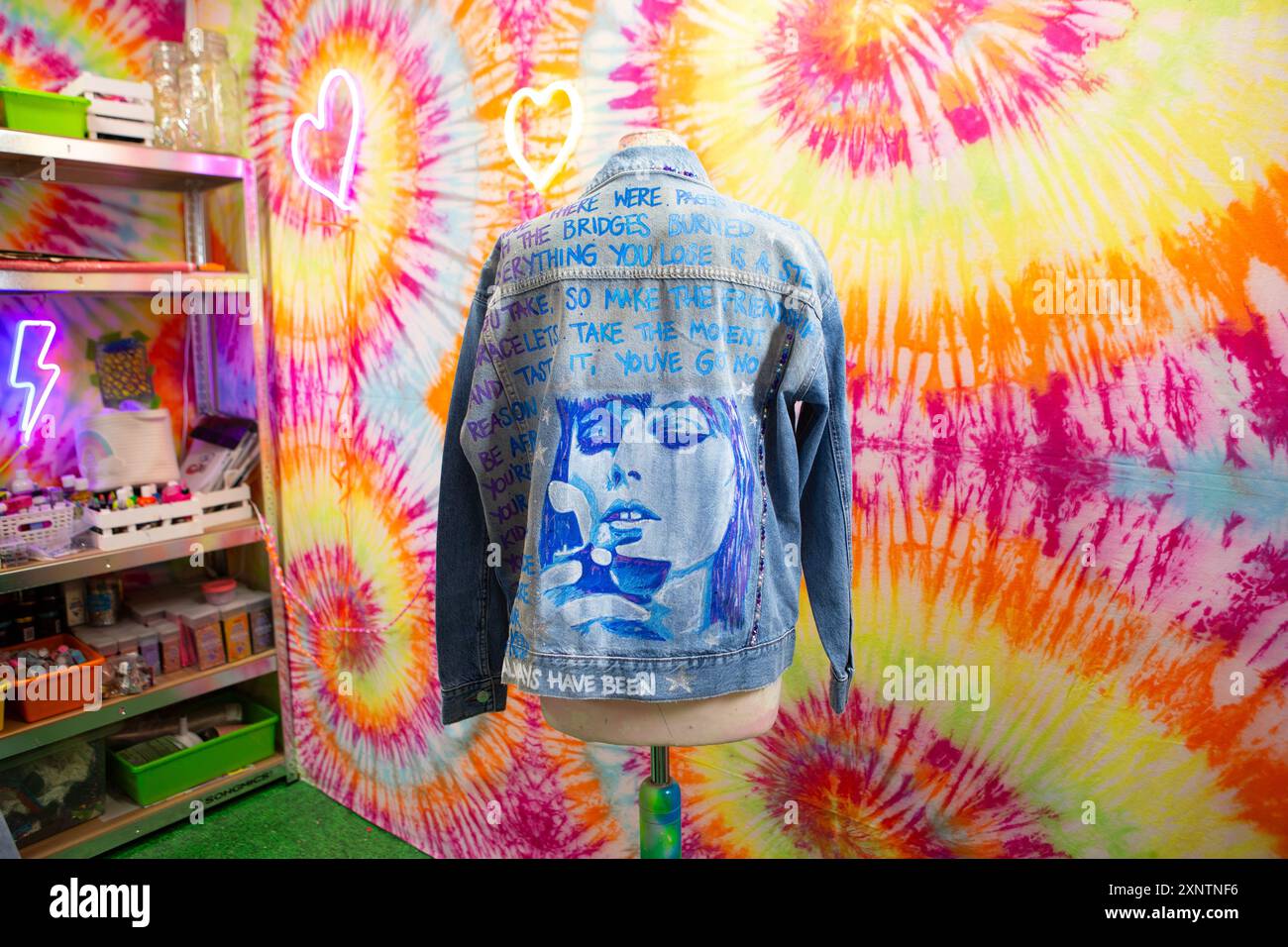 A denim jacket design created by Artist Bethan Flanagan at Make CIC ...