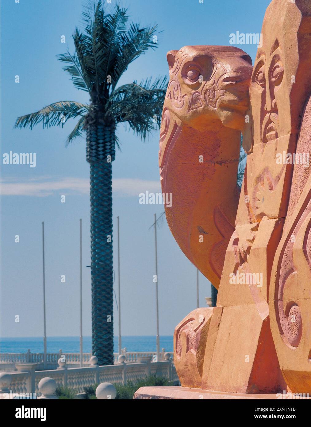 Sculpture and Palm Tree in Aktau Kazakhstan at Caspian Sea along new ...