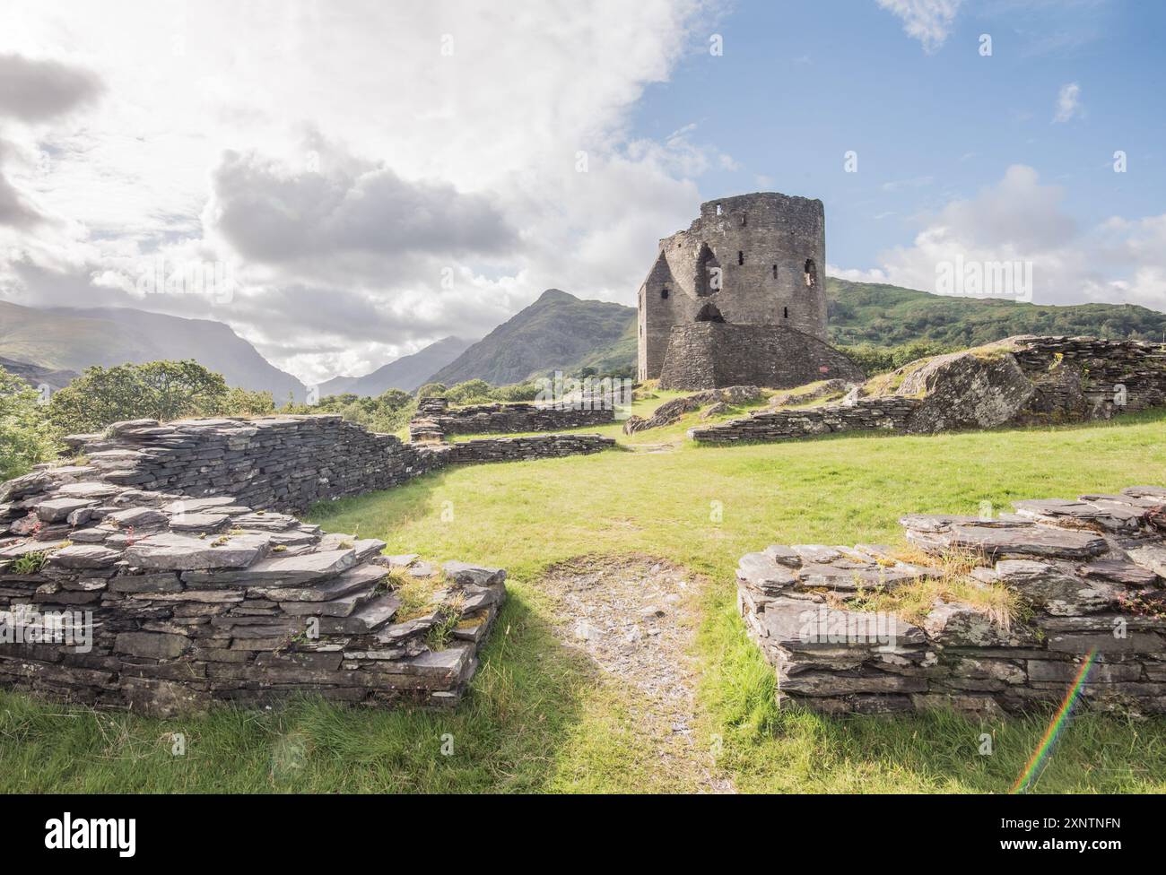Dolbadarn Castle Llanberis,North Wales early morning with brightening ...