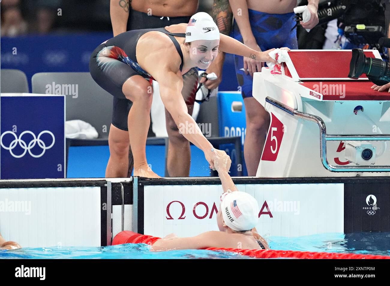 Paris, France. 02nd Aug, 2024. Regan Smith of the USA, left ...