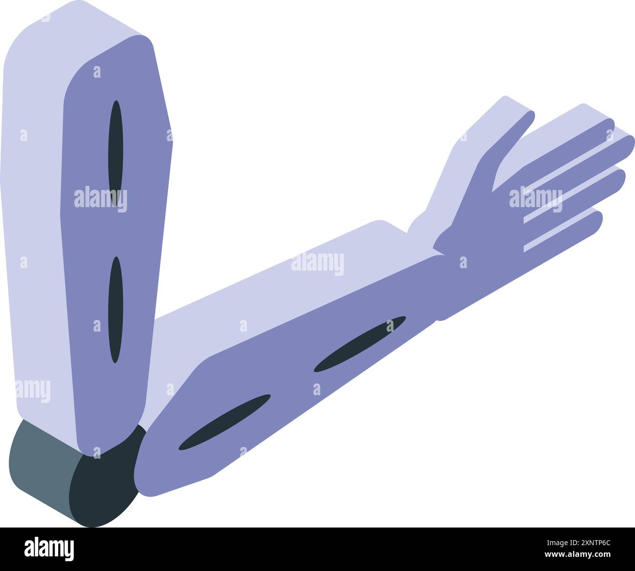 Illustration of a bionic arm is shown extending outwards with the hand ...