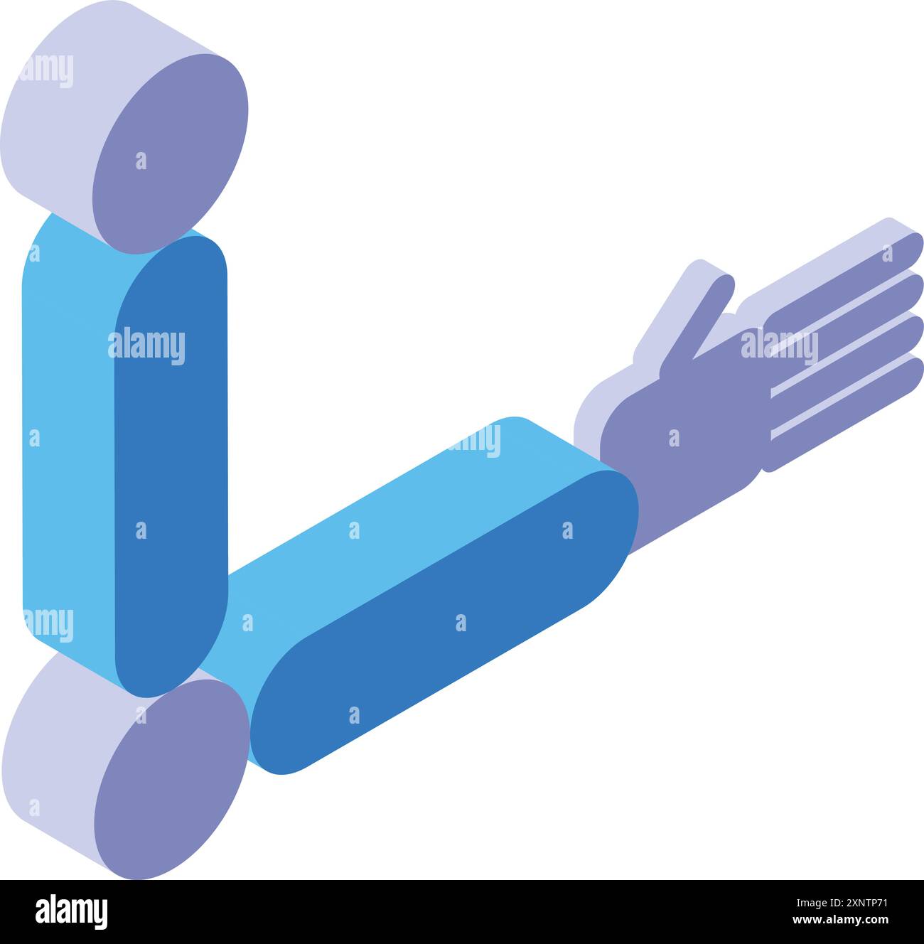 Blue robotic arm extending its hand for a handshake, symbolizing ...