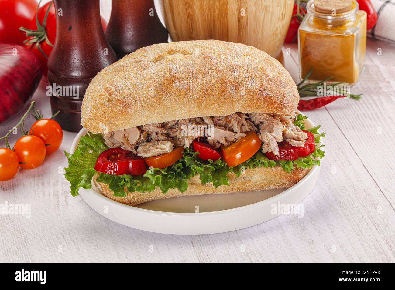 Ciabatta with canned tuna and tomato sandwich Stock Photo - Alamy