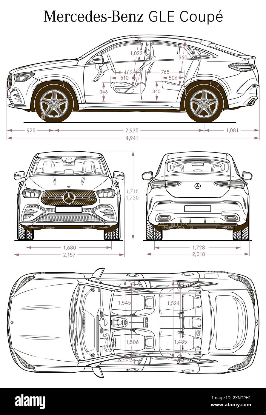 Mercedes Benz GLE Coupe 2023 car blueprint Stock Vector Image & Art - Alamy
