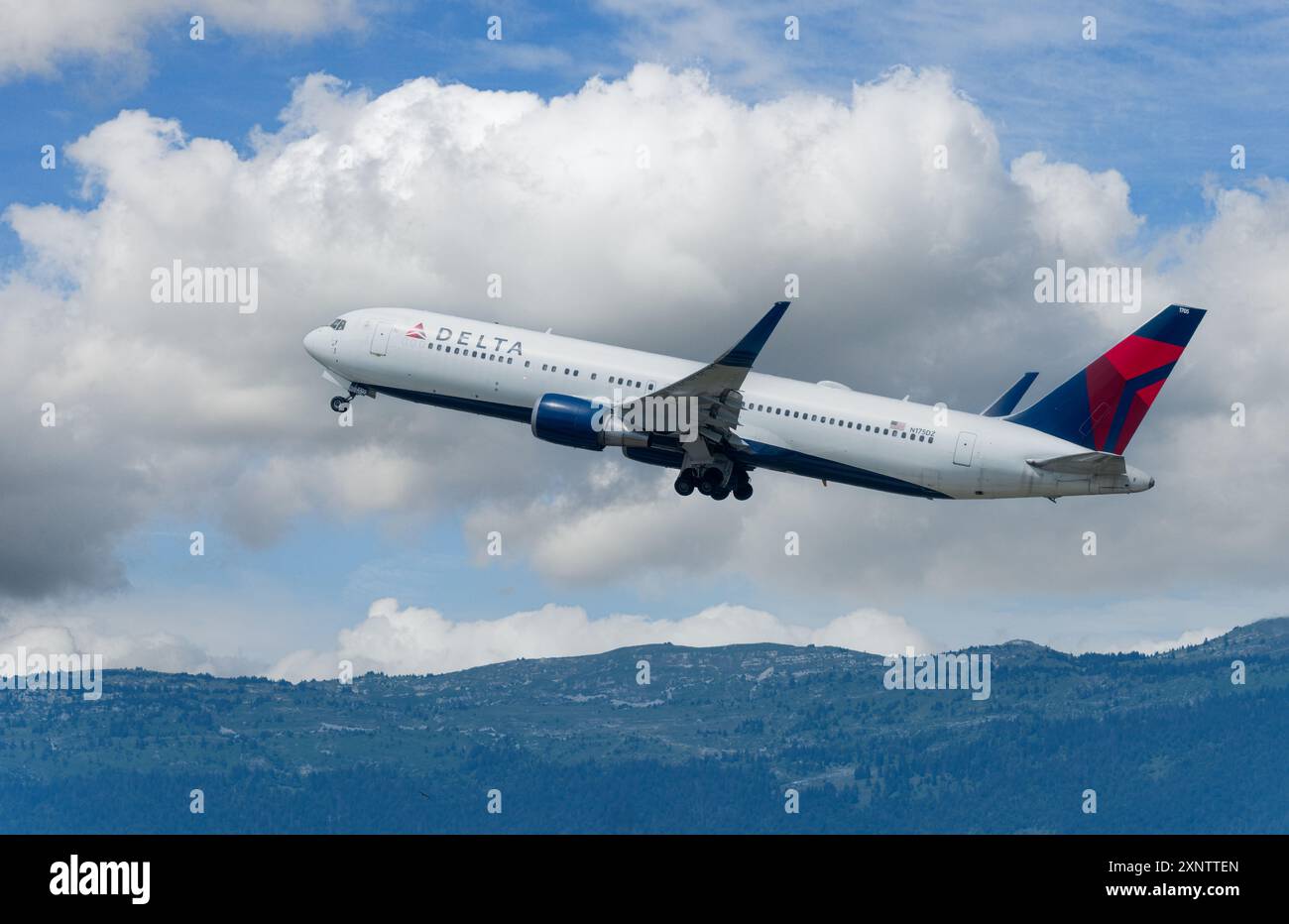 Geneva, Switzerland - July 27, 2024: sign and logo on an Airbus A330 ...