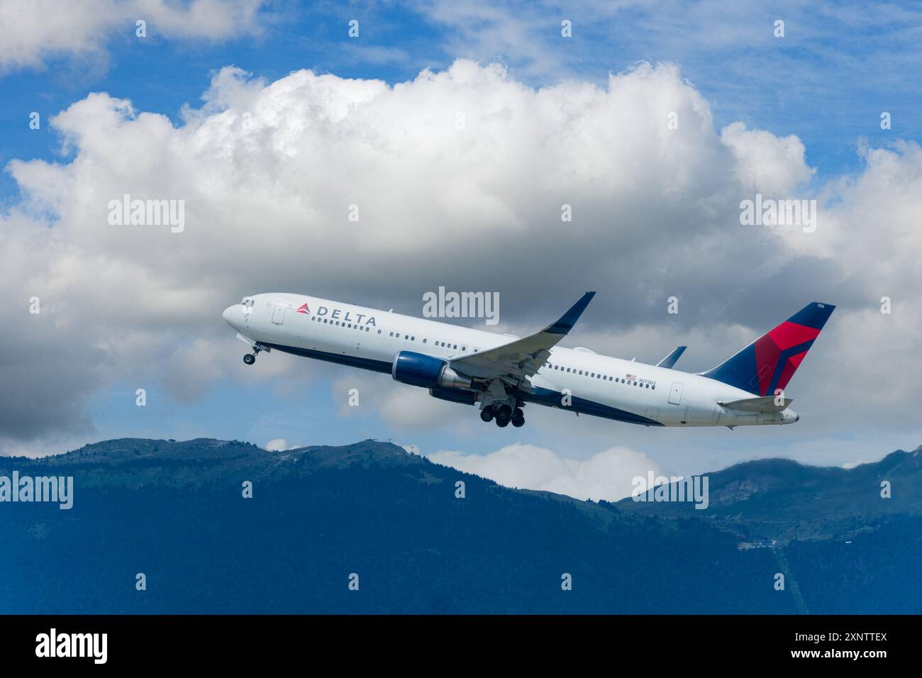 Geneva, Switzerland - July 27, 2024: sign and logo on an Airbus A330 ...