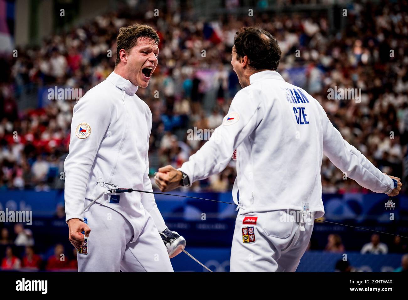 Paris, France. 02nd Aug, 2024. From left Czech Jakub Jurka, Jiri Beran ...