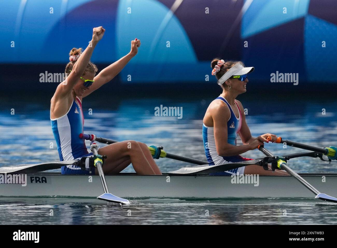 France's Laura Tarantola and Claire Bove react after competing in the ...