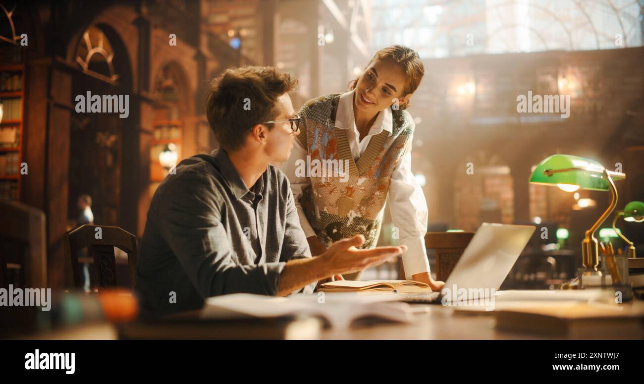Female student male peer writing hi-res stock photography and images ...