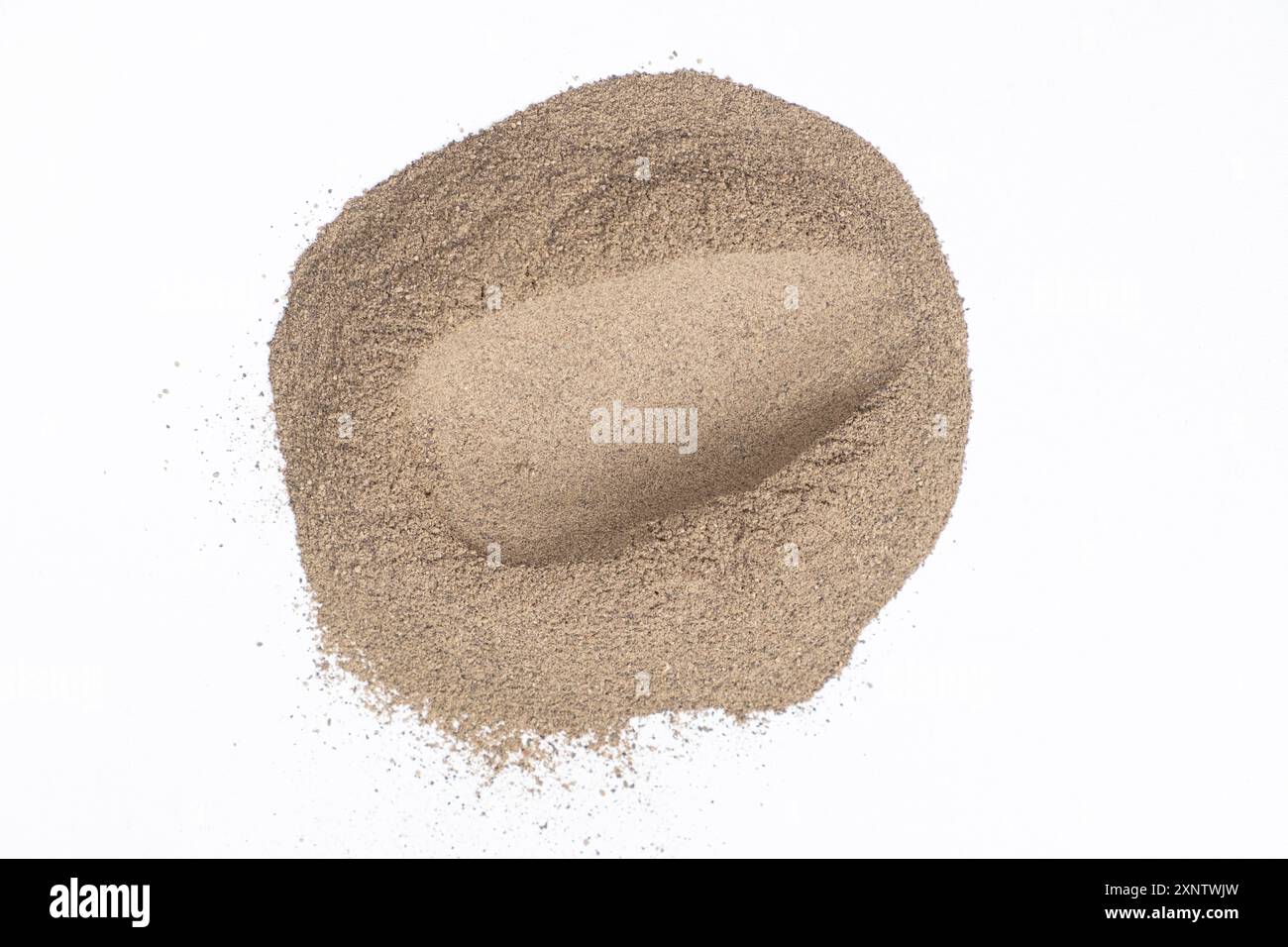 Ground black pepper texture on white background, top view Stock Photo ...