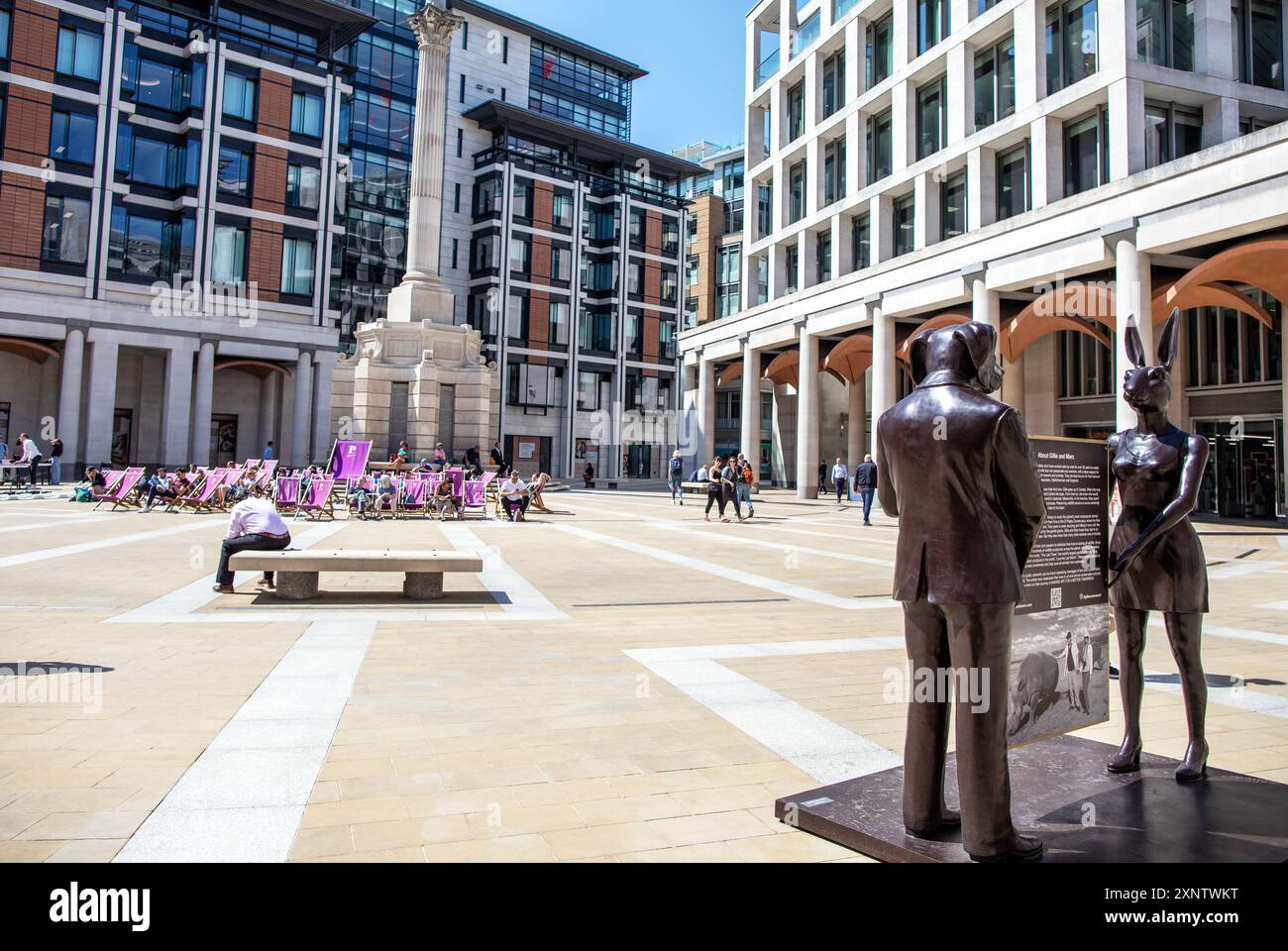 Bronze Statues in Paterrnosta Square London UK Stock Photo - Alamy
