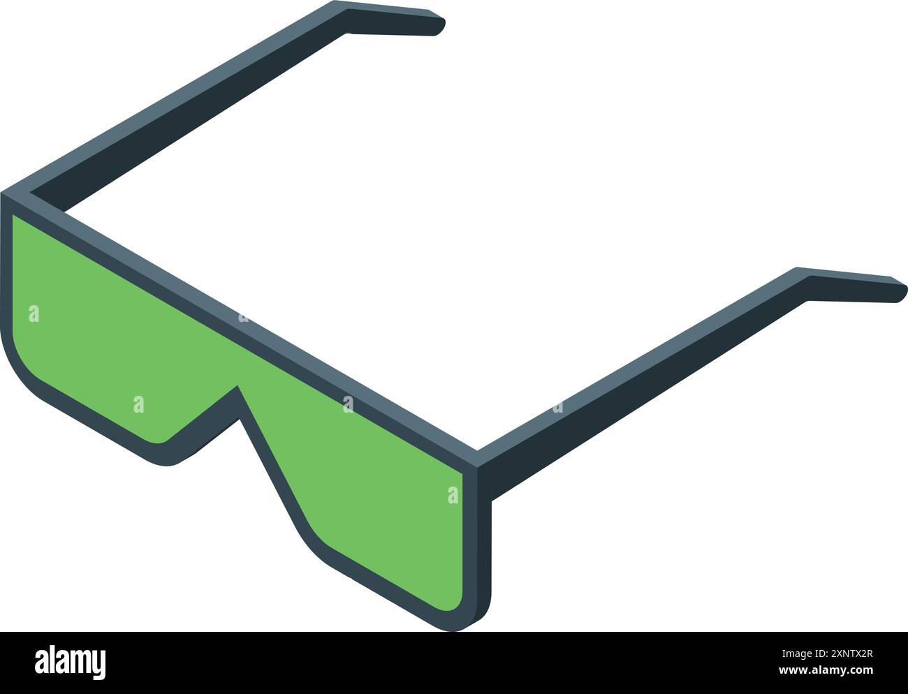 Green welding goggles protecting eyes during work, isometric view ...