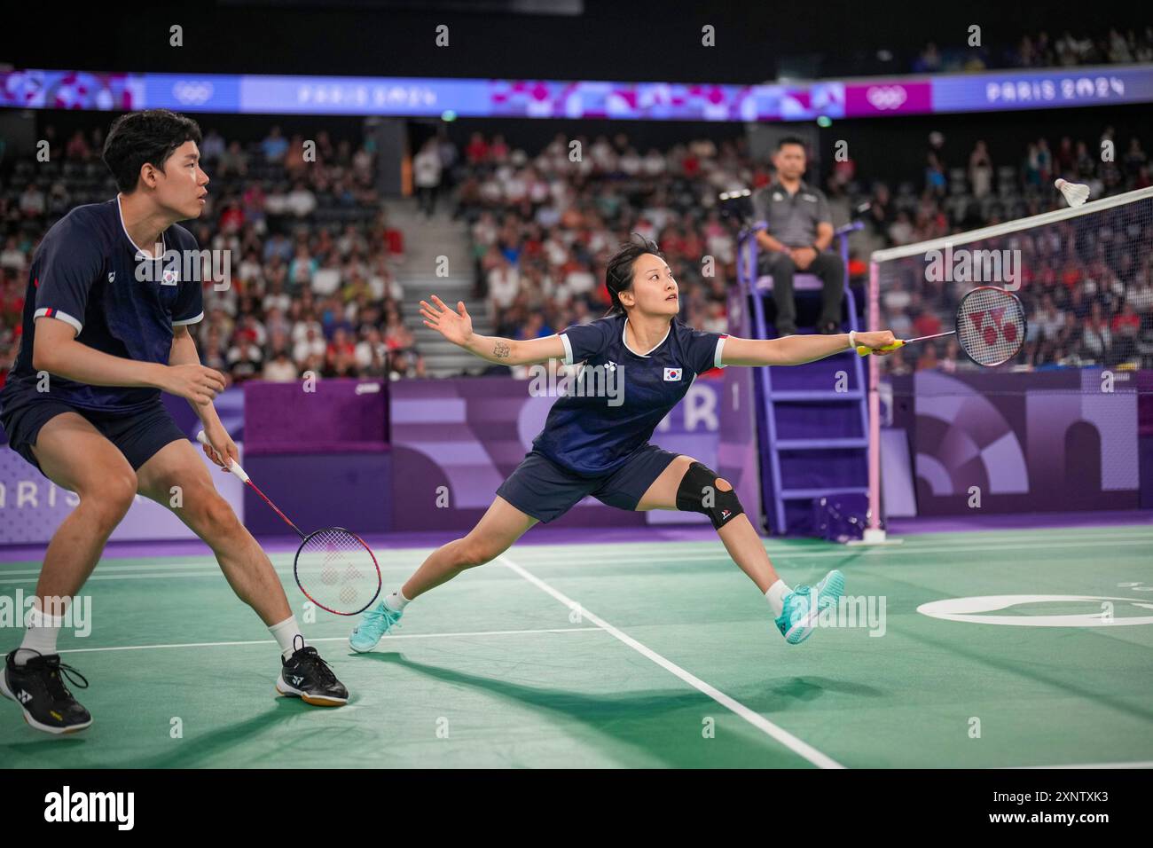 South Korea's Chae Yu-Jung, right, and Seo Seung-Jae play against Japan ...