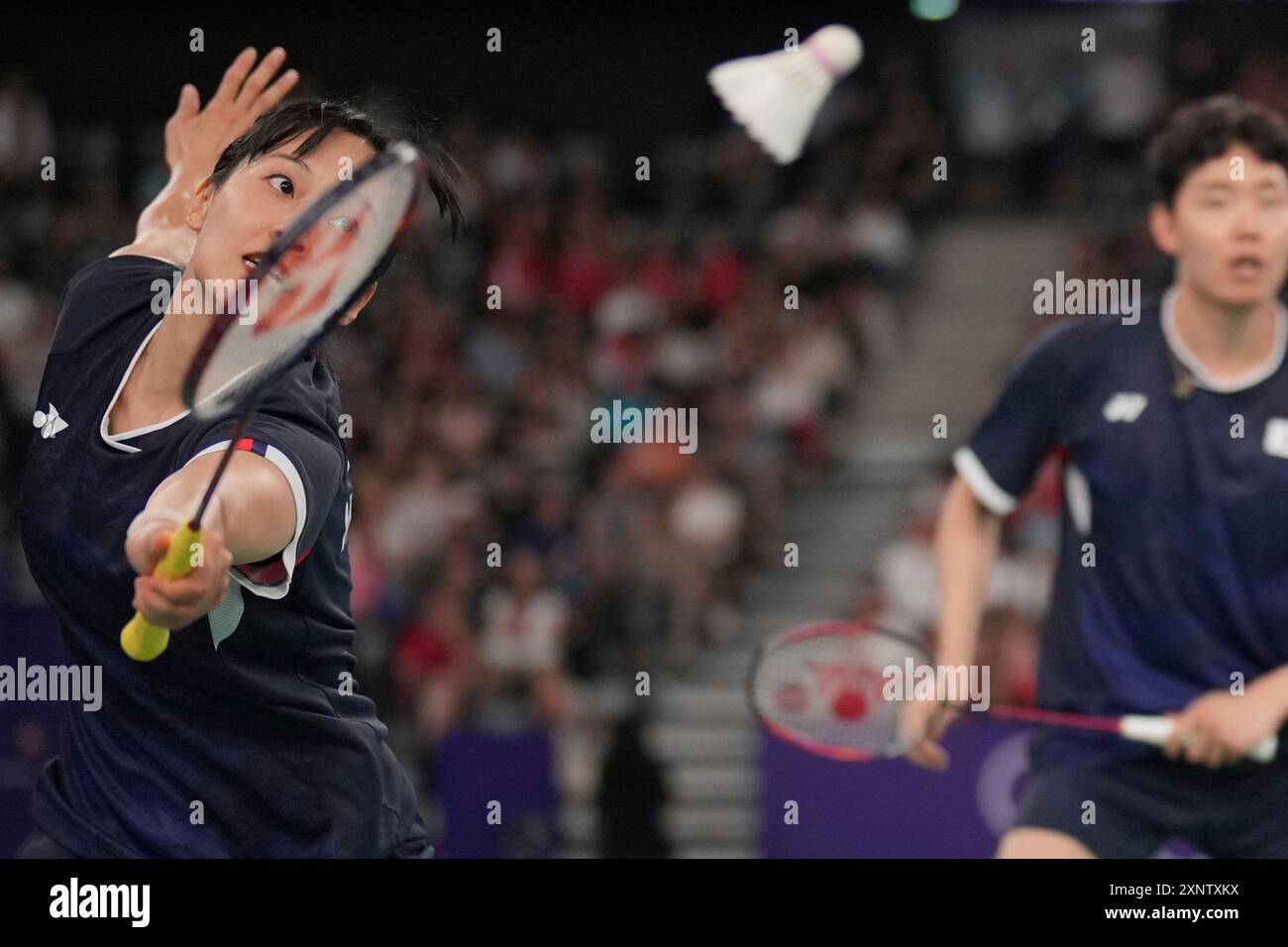South Korea's Chae Yu-Jung, left, and Seo Seung-Jae play against Japan ...
