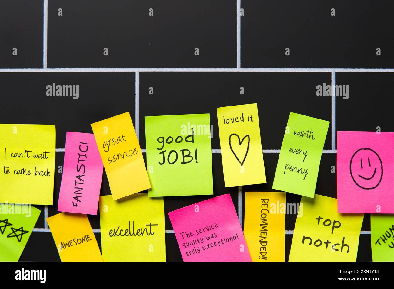 A colorful sticky notes with positive and encouraging messages ...
