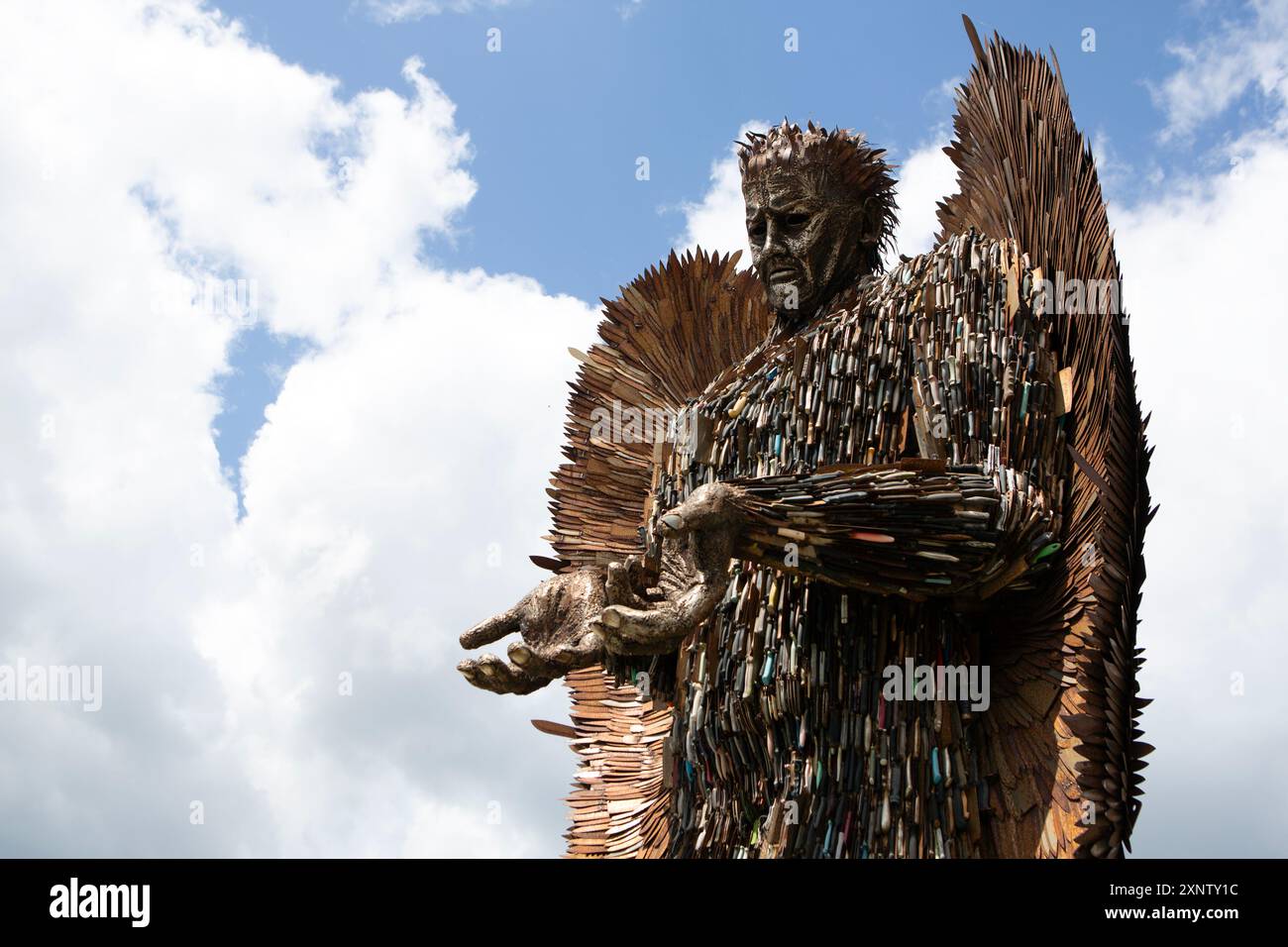 The Knife Angel created by artist Alfie Bradley, formed of 100,000 ...