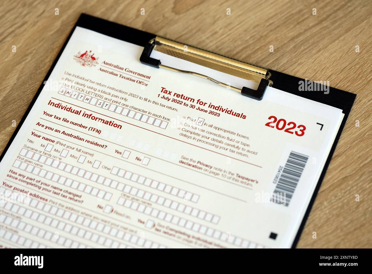 KYIV, UKRAINE - JULY 10, 2024 Australian Tax Return for individuals ...