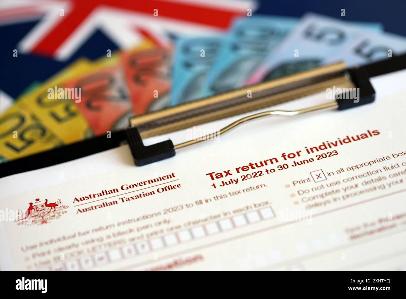 KYIV, UKRAINE - JULY 10, 2024 Australian Tax Return for individuals ...