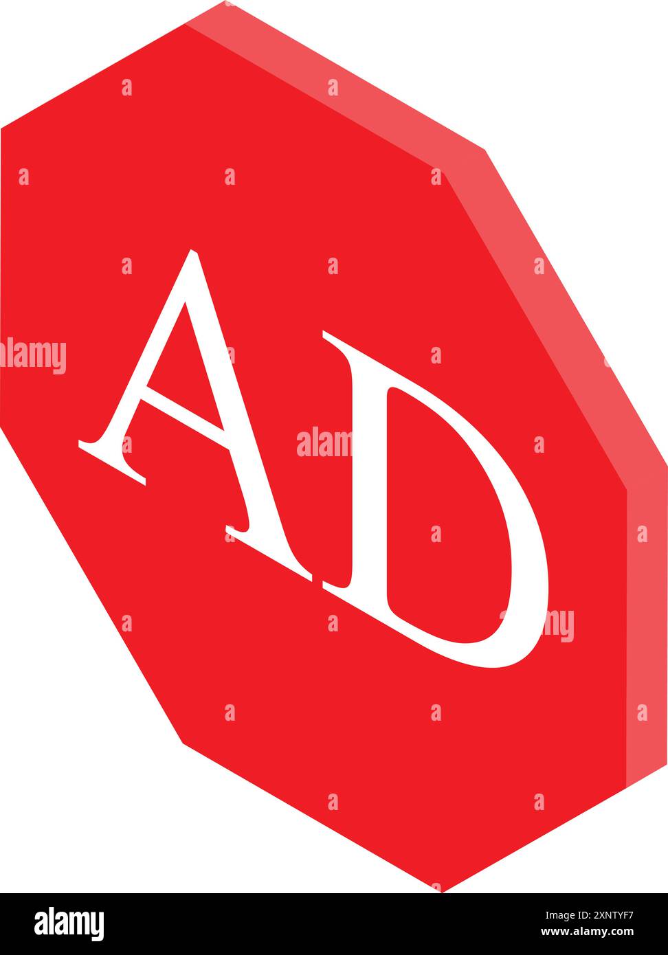 Red octagon with ad letters symbolizing advertisement blocking feature ...